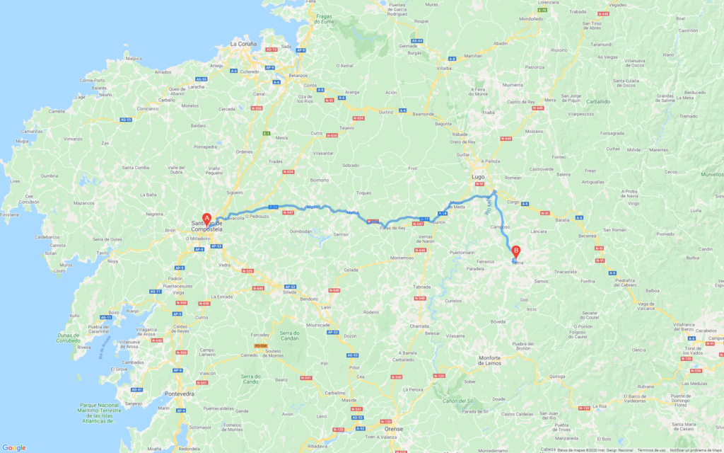 Santiago de Compostela > Sarria - CaminoTool